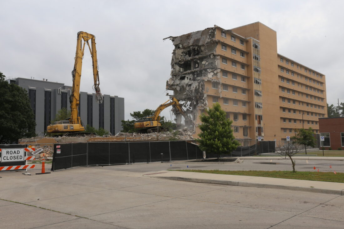 Demolition work underway on Oliver Hall, old facilities building at KU ...